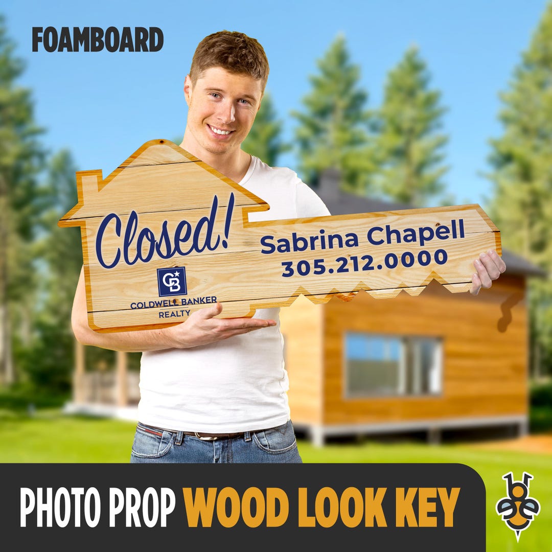 Realtor Sold Home Photo Prop: Wood Look Key, Custom Foamboard - Etsy