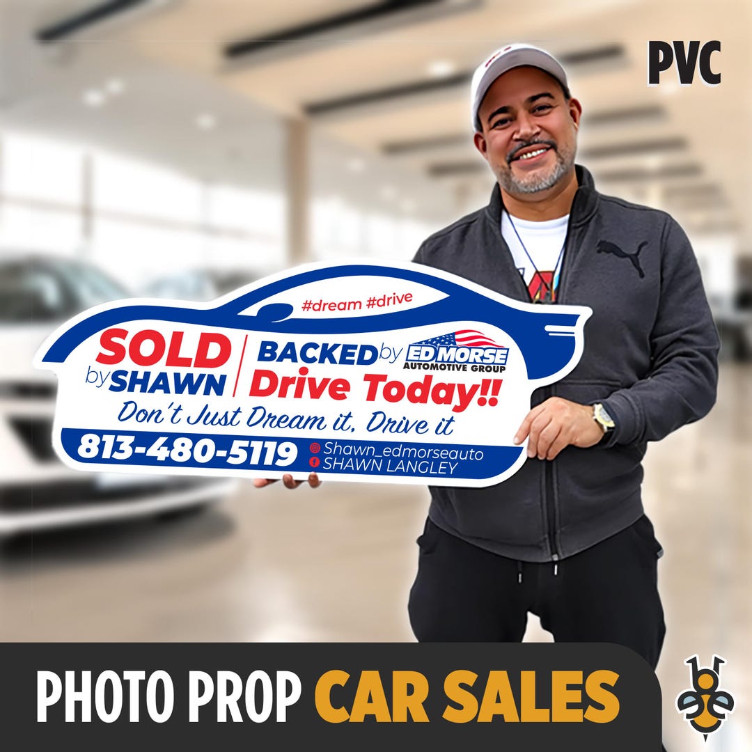 Car Shape Custom Cutout PVC | Car Sales Photo Prop | Congrats | Dealer ...