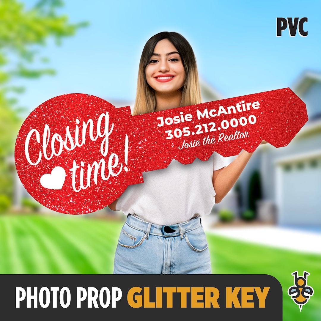 Glitter Sold Key PVC | Just Closed Selfie Prop | Custom Just Sold Home ...