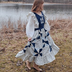 Handcrafted Ohio Star and Pinwheel Block Patchwork Ruffled Pinafore ...