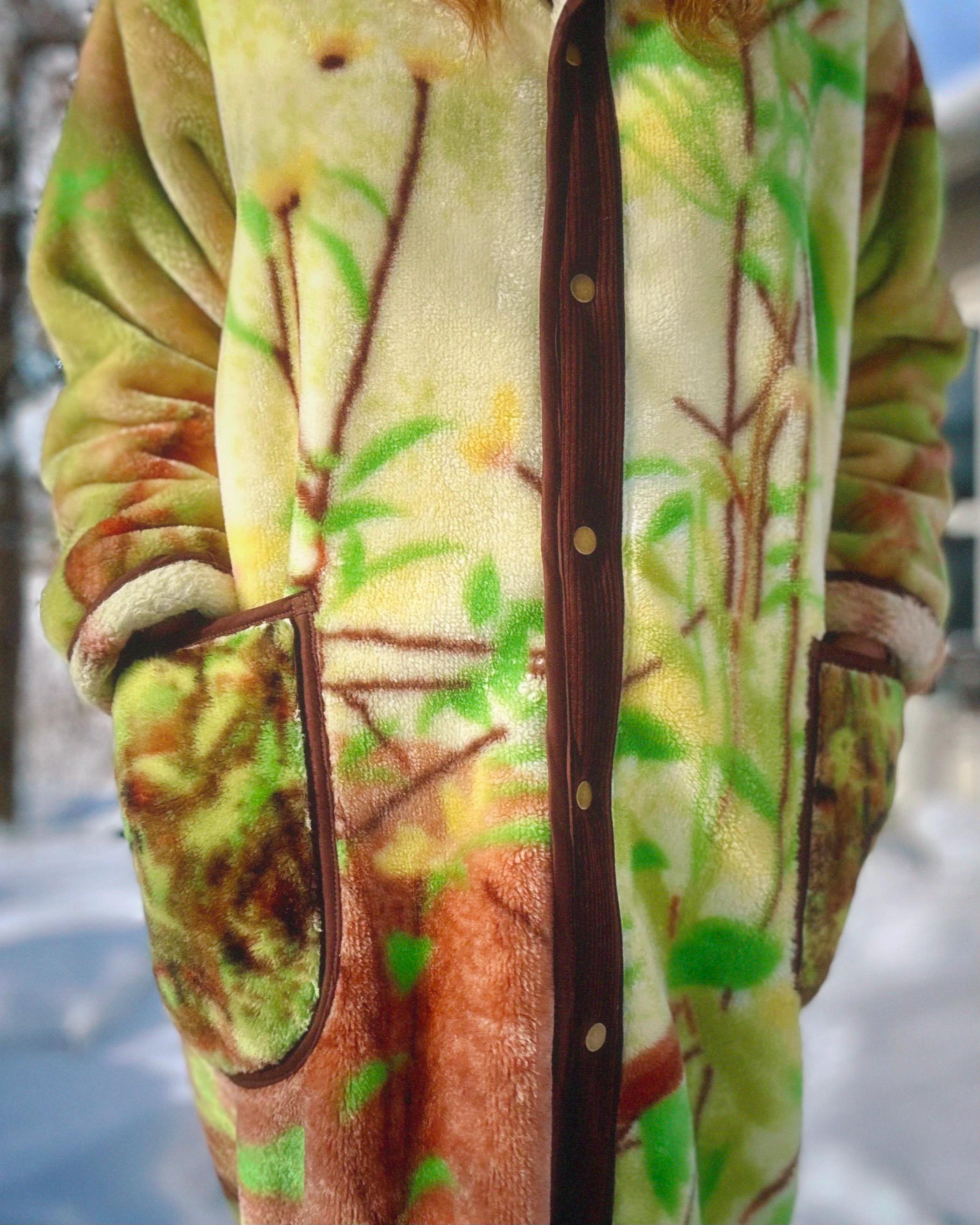 Handmade Deer Fleece Duster Coat • Faux Fur Hat, Woodland Dublenka - Etsy