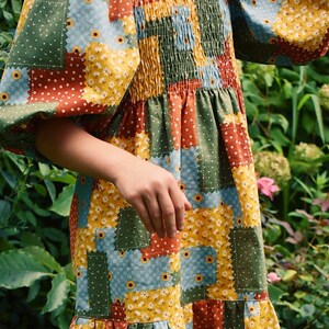 Autumn Patchwork Print Cotton Girls Smocked Bodice Dress - Etsy