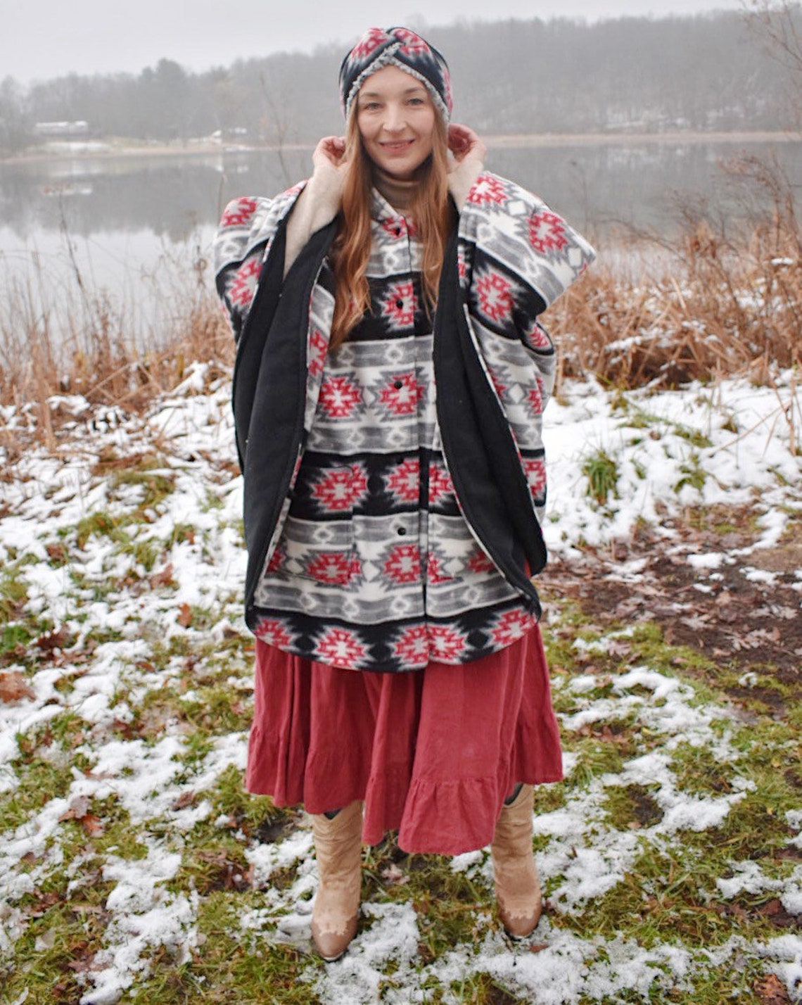 Larson Aztec Anti Pill Plush Fleece Adult Poncho Cape With - Etsy