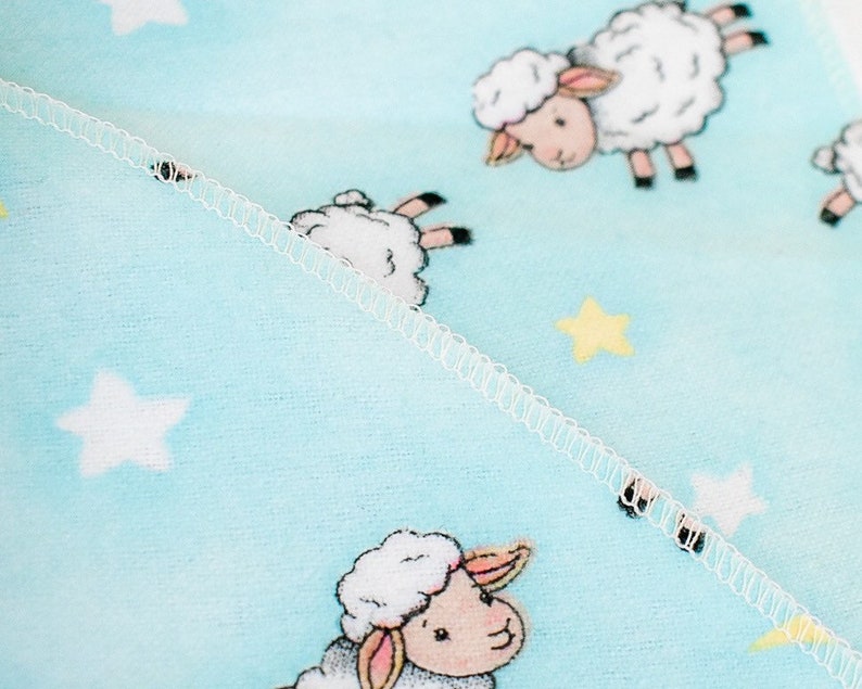 Swaddle Blanket Lamb and Moons Blue Soft Cotton Flannel - Etsy
