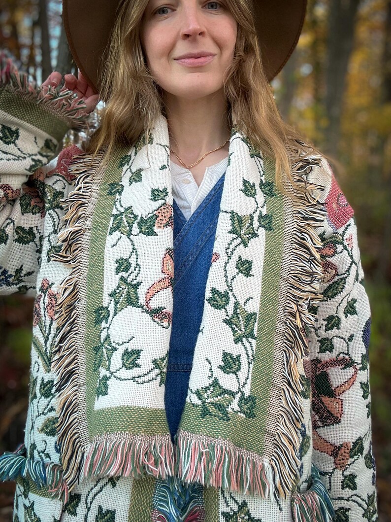 Upcycled Tapestry Jacket – Cottagecore Floral Blanket Coat, M-L - Etsy