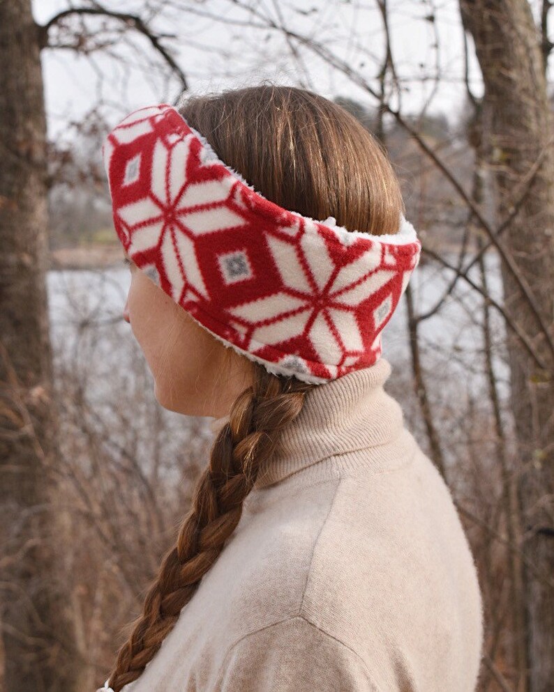 Fair Isle Snowflake Fleece Twisted Turban Headband Ear Warmer - Etsy