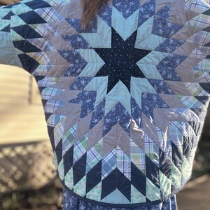 Lone Star Quilt Jacket, Blue Kimono Coat, Handmade Batwing Jacket ...