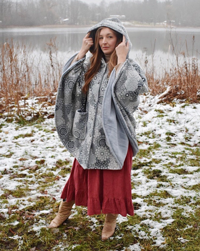 Gray and White Packed Medallion Anti Pill Plush Fleece Adult - Etsy