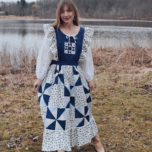 Handcrafted Ohio Star and Pinwheel Block Patchwork Ruffled Pinafore ...