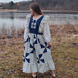 Handcrafted Ohio Star and Pinwheel Block Patchwork Ruffled Pinafore ...