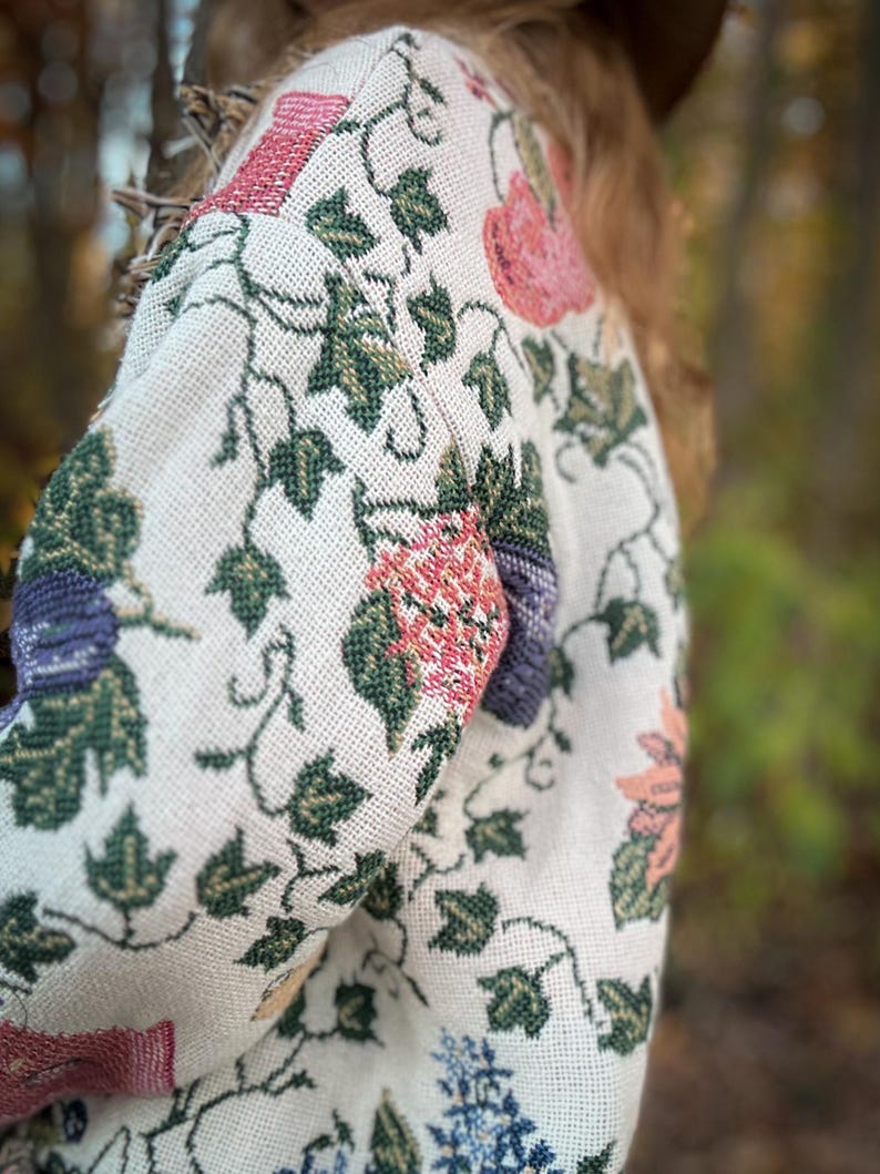 Upcycled Tapestry Jacket – Cottagecore Floral Blanket Coat, M-L - Etsy