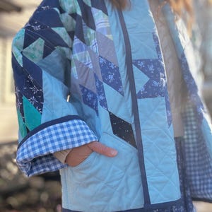 Lone Star Quilt Jacket, Blue Kimono Coat, Handmade Batwing Jacket ...