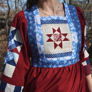 Handcrafted Ohio and Boston Star Block Patchwork Cotton Dress, Bell ...