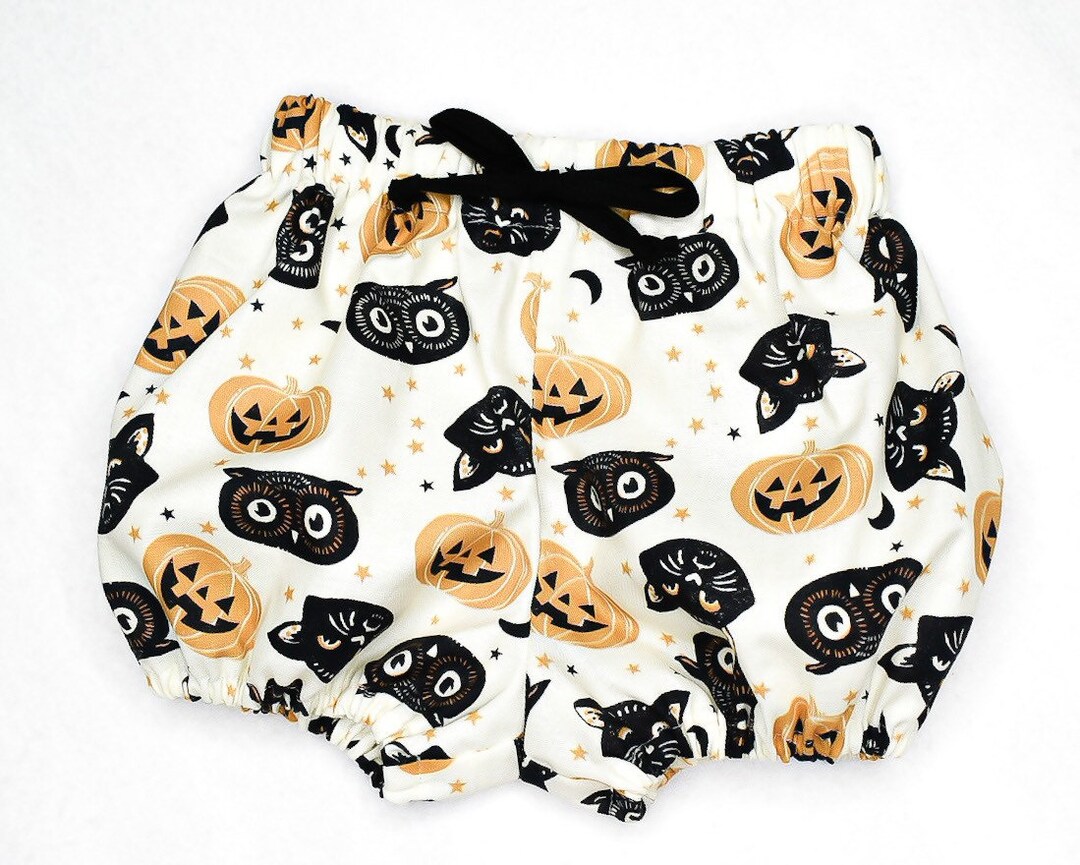 Tossed Cat Heads on Ivory Cotton Halloween Bloomer Short - Etsy