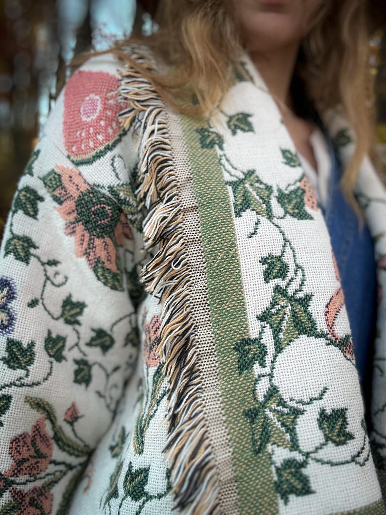 Upcycled Tapestry Jacket – Cottagecore Floral Blanket Coat, M-L - Etsy