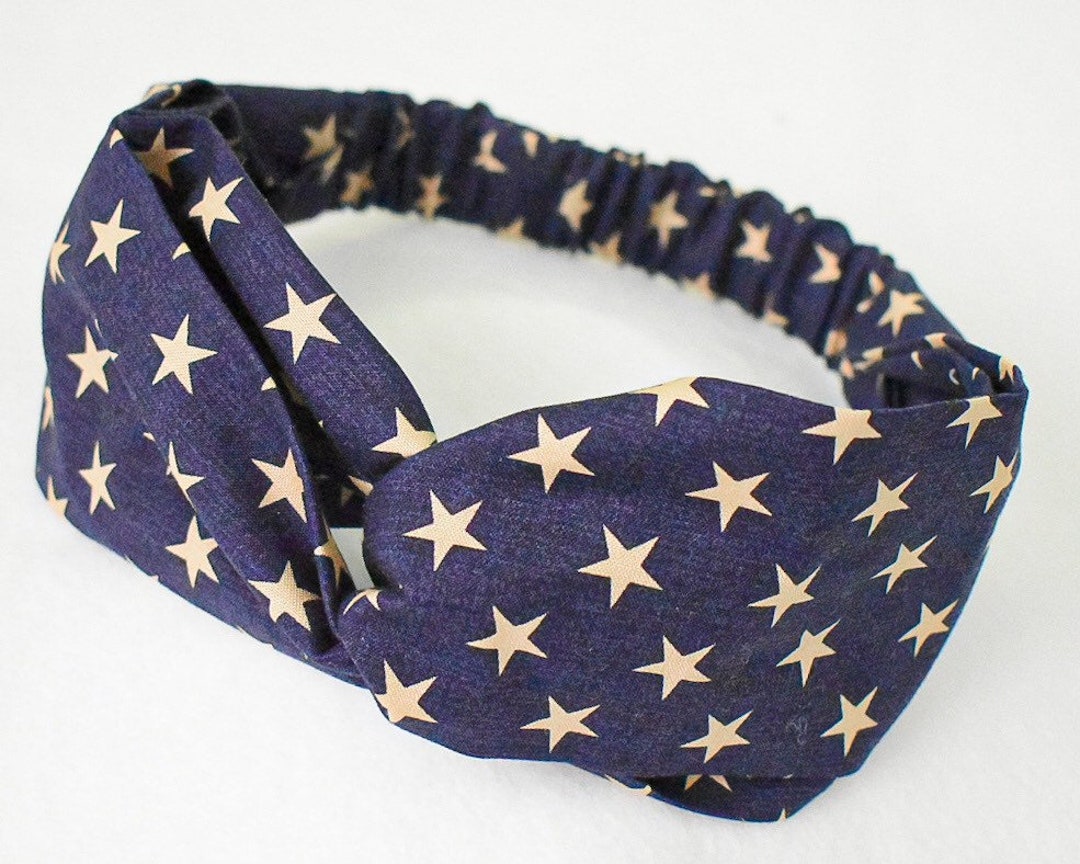 Rustic Stars Blue Patriotic Cotton Twisted Turban Headband - Etsy