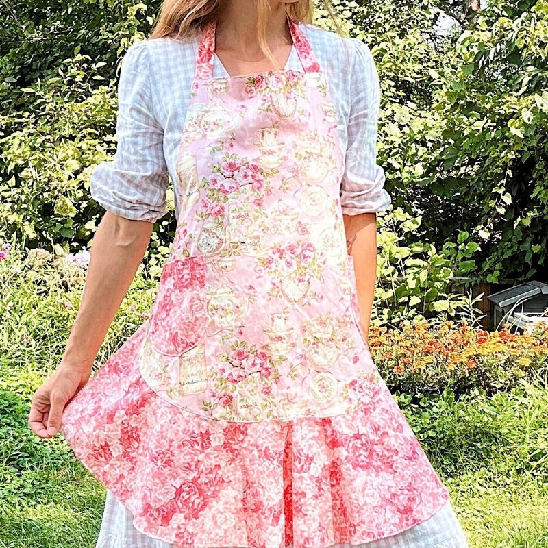 Pink Ruffle Apron - Etsy