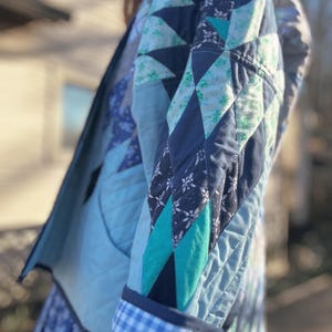 Lone Star Quilt Jacket, Blue Kimono Coat, Handmade Batwing Jacket ...