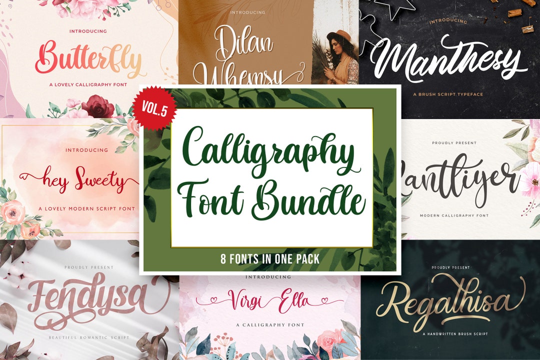 Calligraphy Font Bundle 5: Script Font, Handwritten Font, Cursive Font ...