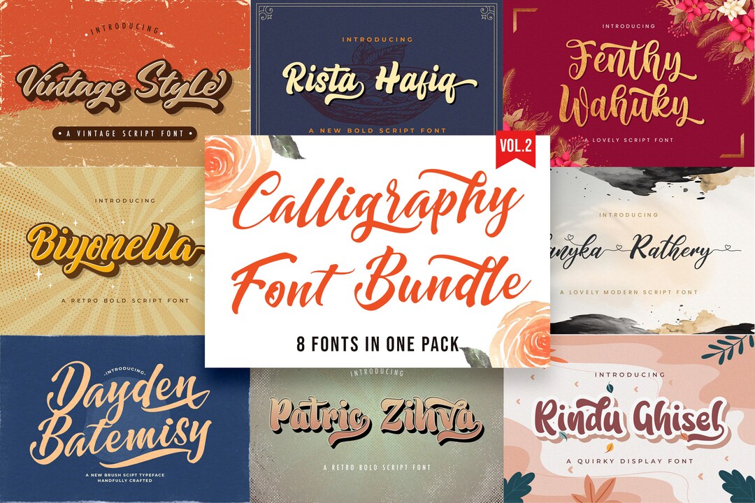 Calligraphy Font Bundle 2: Script Font, Handwritten Font, Cursive Font ...