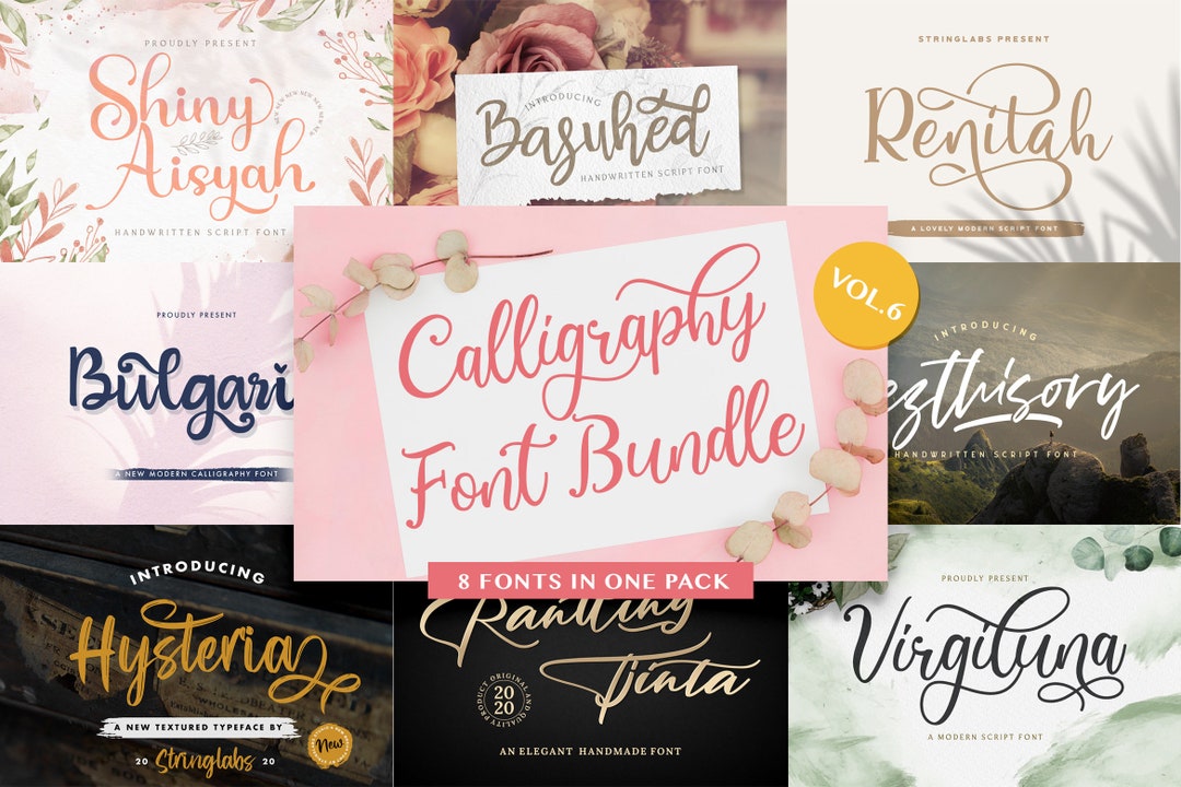 Calligraphy Font Bundle 6: Script Font, Handwritten Font, Cursive Font ...