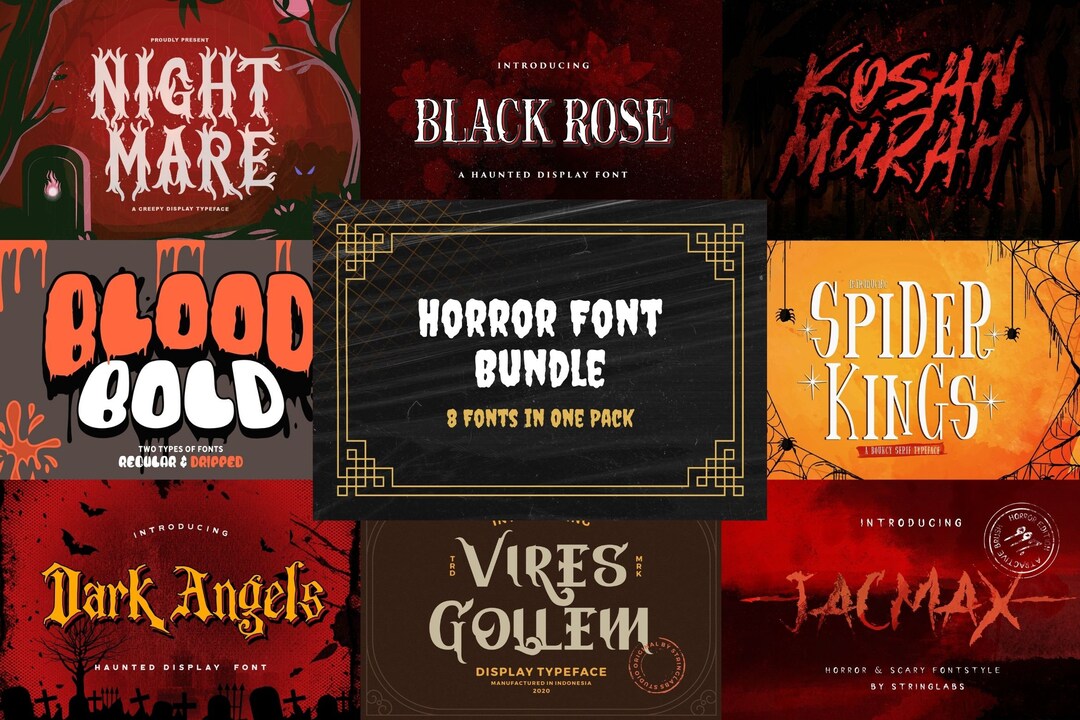 Horror Font Bundle: Halloween Font, Gothic Font, Scary Font, Drip Font ...