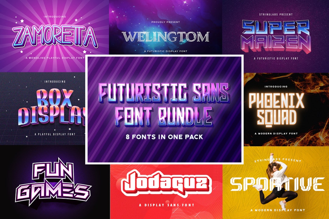 Futuristic Font Bundle: Sans Serif Font, Science Font, Space Font ...