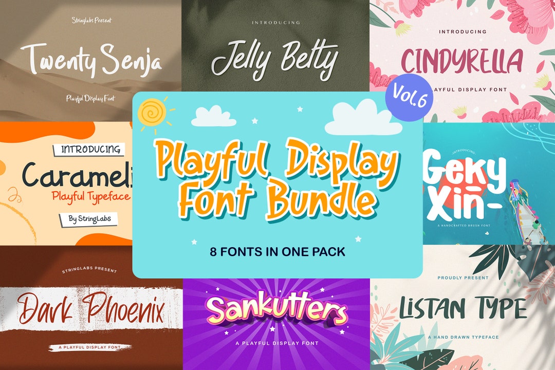 Playful Font Bundle 6 Craft Font, Cute Font, Kids Font, Fun Font ...