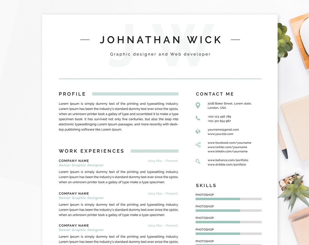 Creative CV Template/ Unique Resume Design/ Designer Resume Template ...