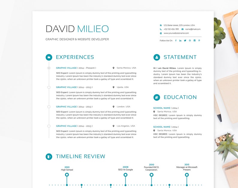 Modern Creative Resume Template/cv Cover Letter for MS Word/job Seekers ...