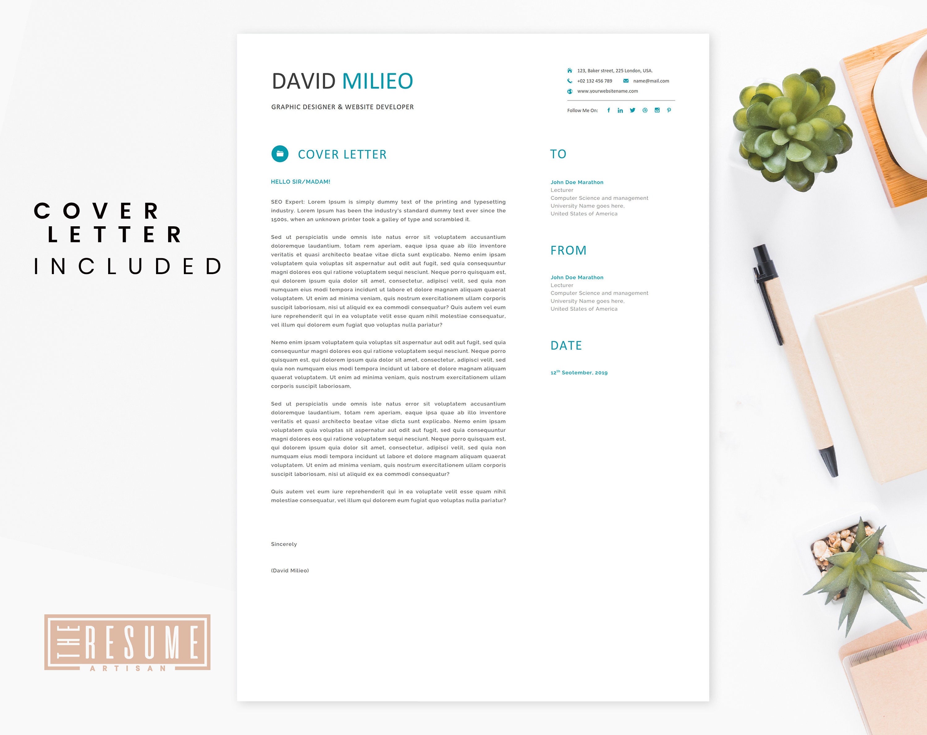 Modern Creative Resume Template/cv Cover Letter for MS Word/job Seekers ...