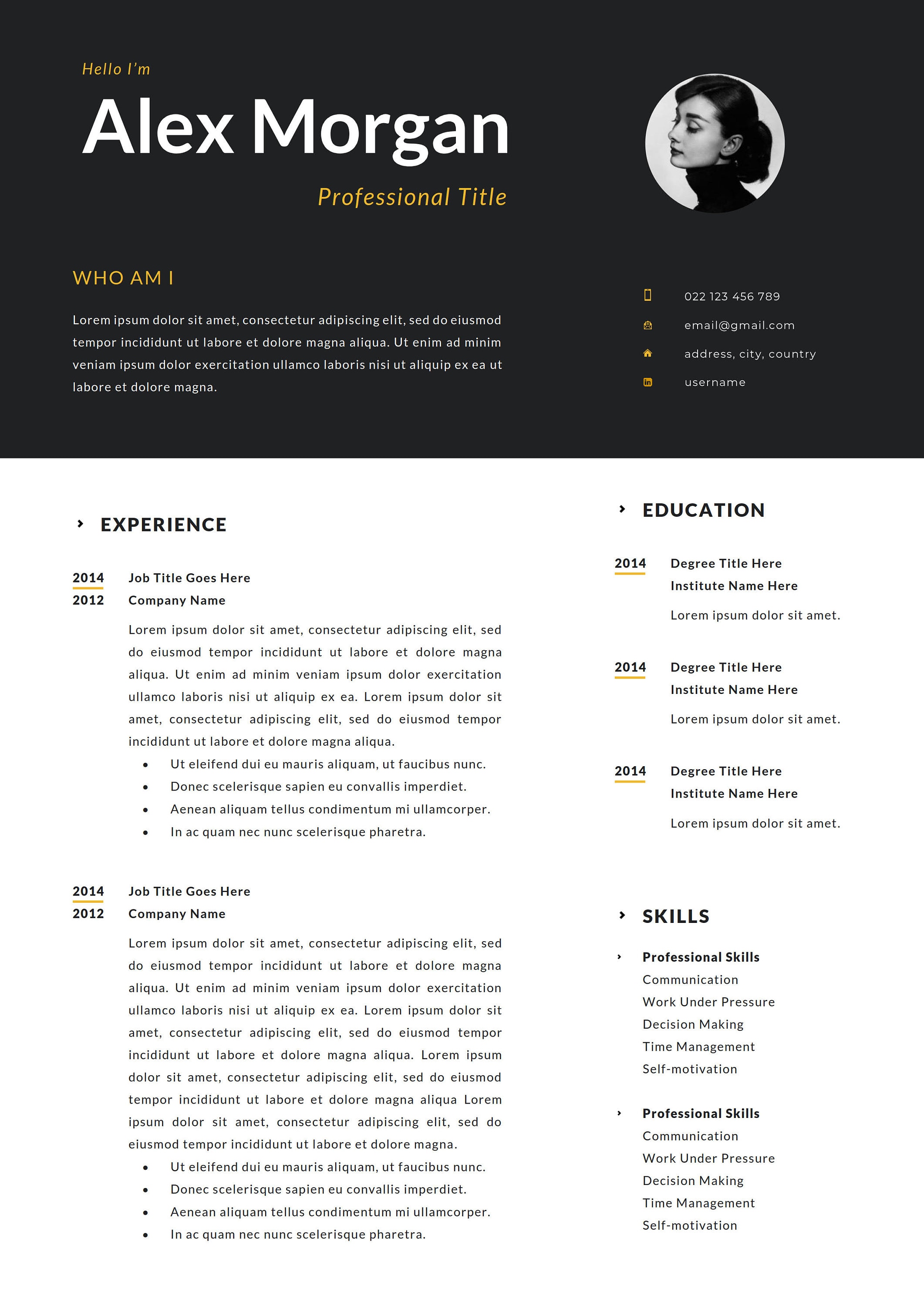 2020 Modern Editable Job CV Resume Template for Word Instant - Etsy