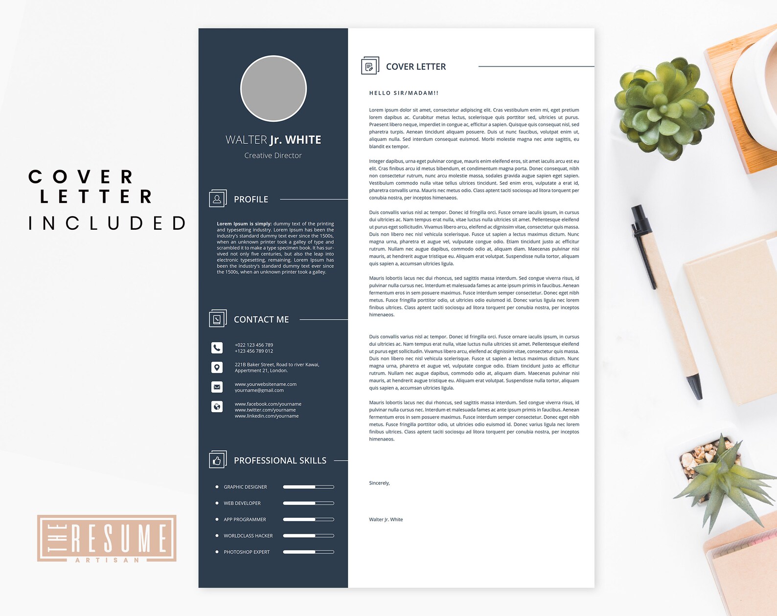 Modern Creative Resume Template/cv Cover Letter for MS Word/job Seekers ...