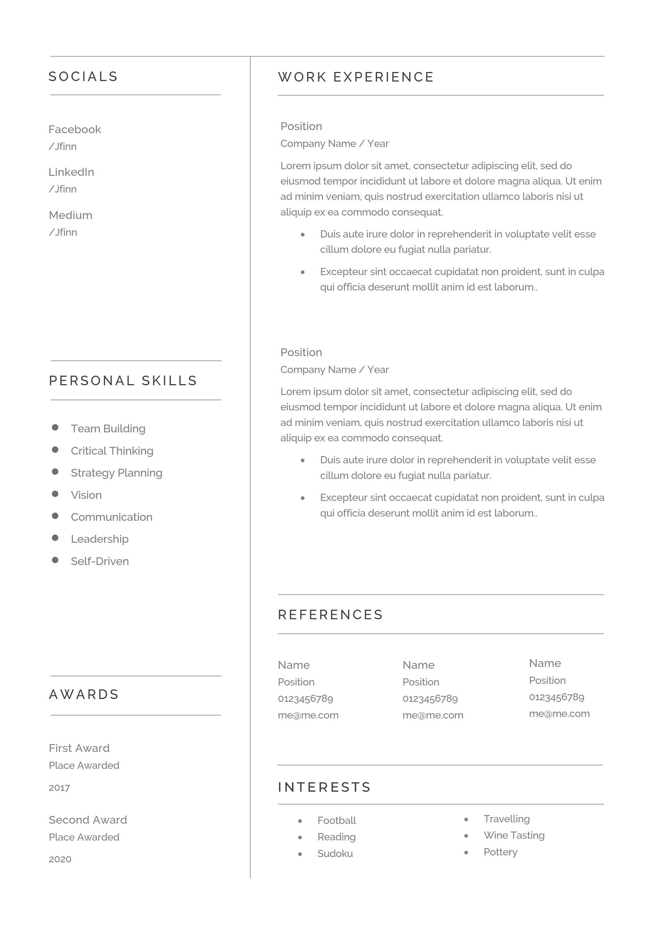 Resume and Cover Letter Template for MS Word, Instant Download 2020 ...