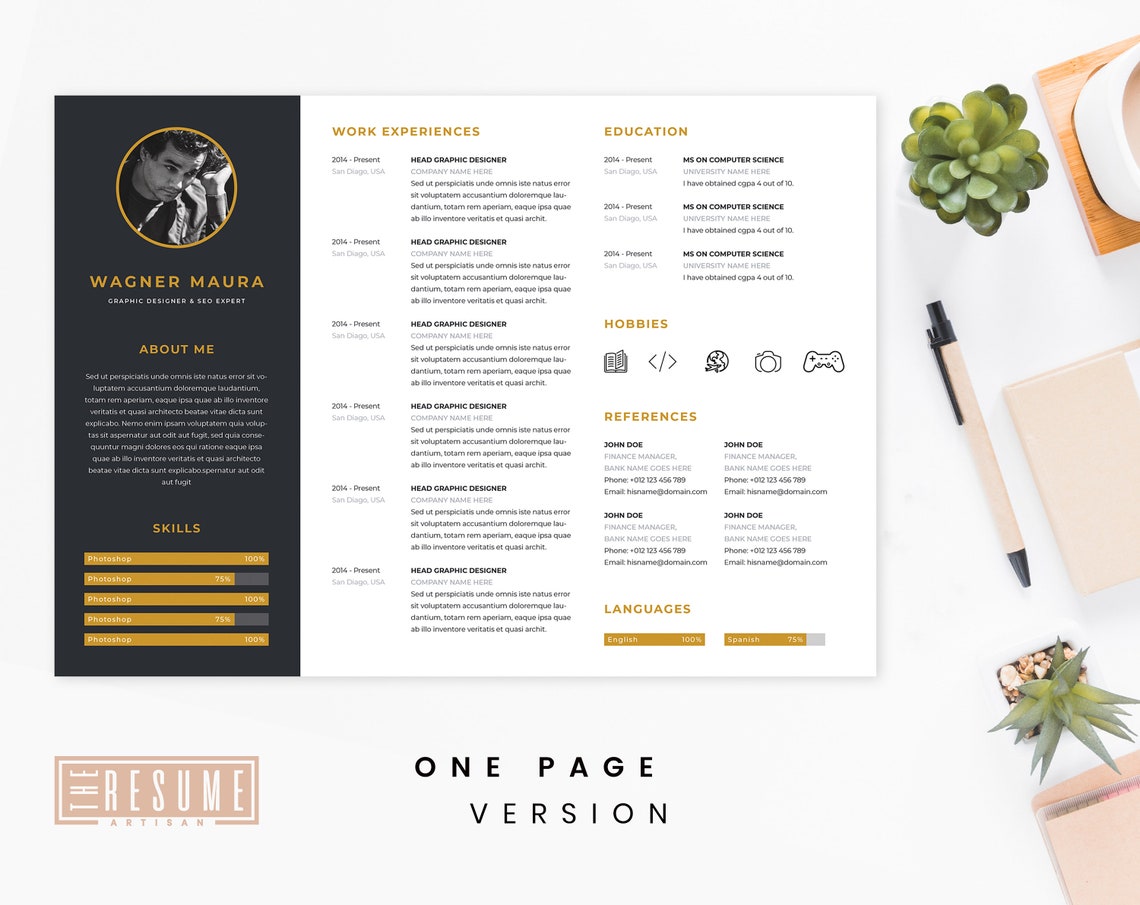 Creative Resume Template/horizontal Landscape/modern & Professional ...