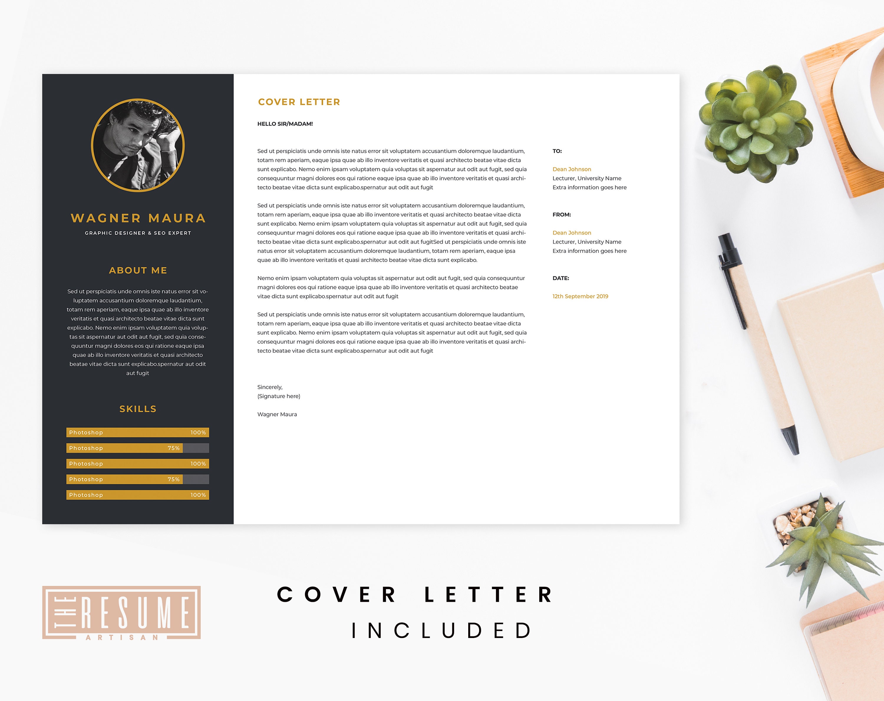 Creative Resume Template/horizontal Landscape/modern & Professional ...