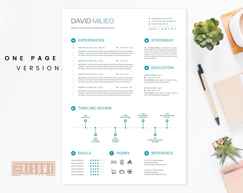 Modern Creative Resume Template/cv + Cover Letter for MS Word/job ...