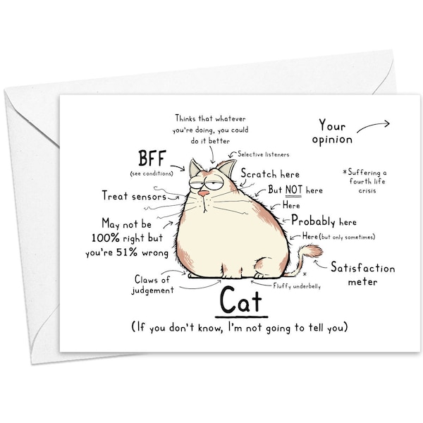 Funny Cat Greeting Card Art - Etsy