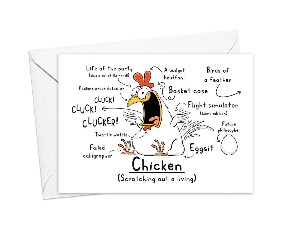 Funny Chicken Greeting Card - Etsy