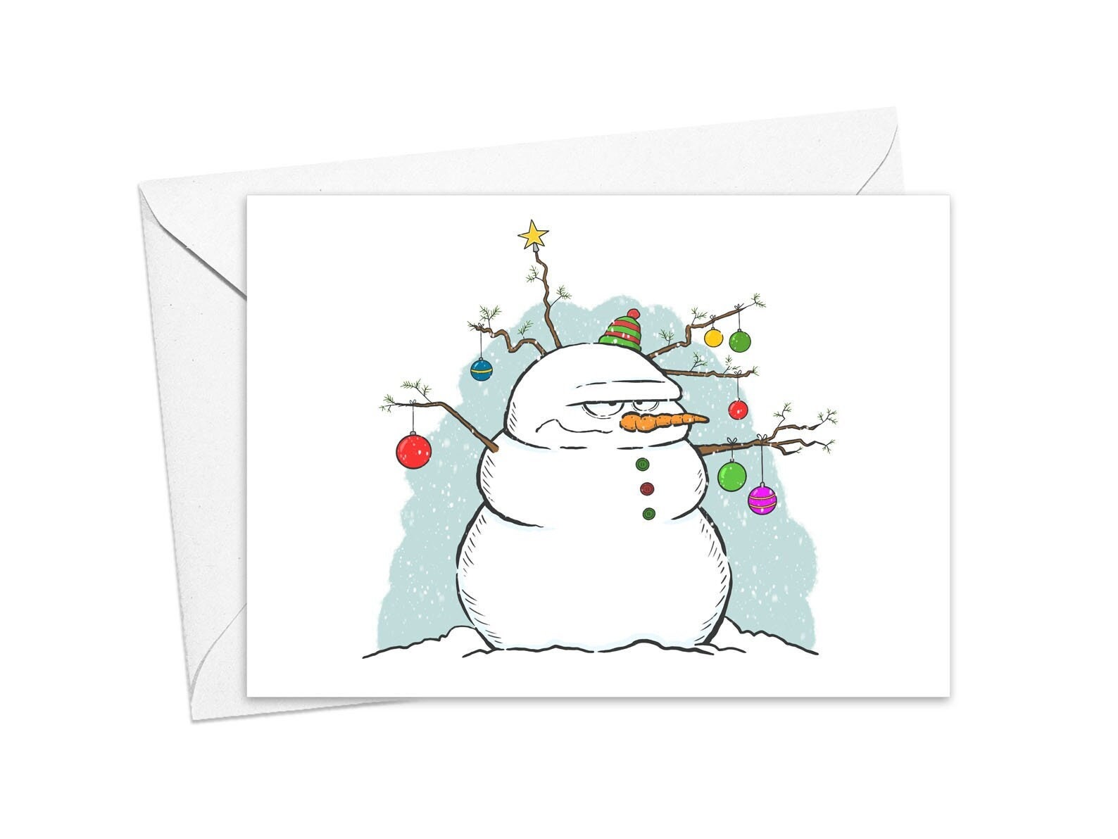 Grumpy Snowman Greeting Card - Etsy Canada