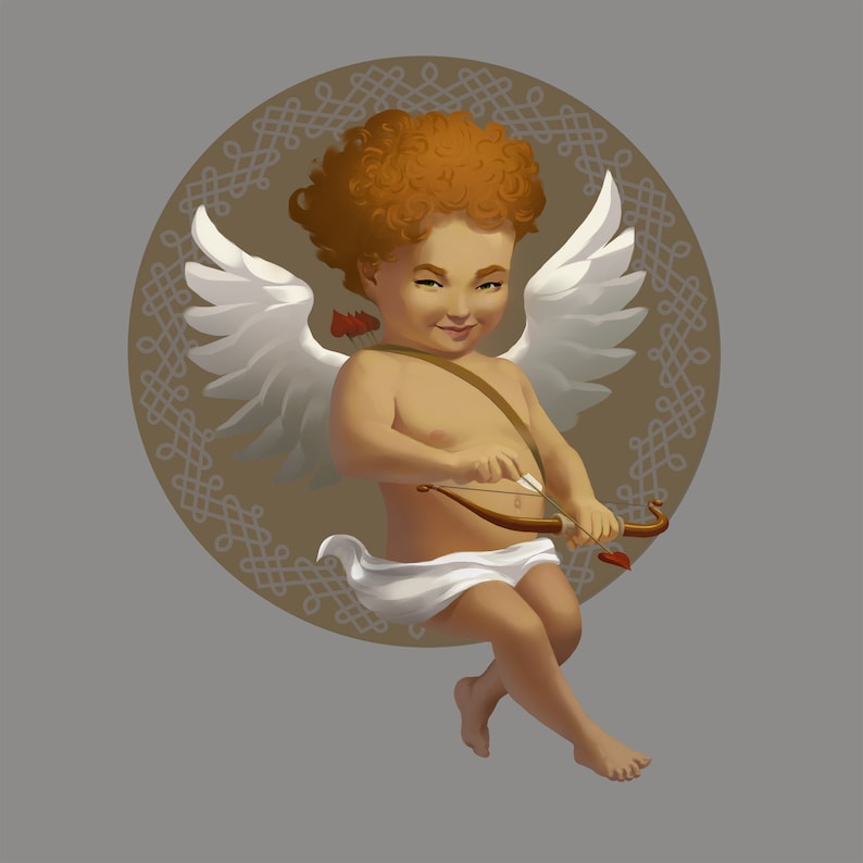 Sweet Angel Clipart Putti Art Nouveau Cupid With Crafty Eyes Charges