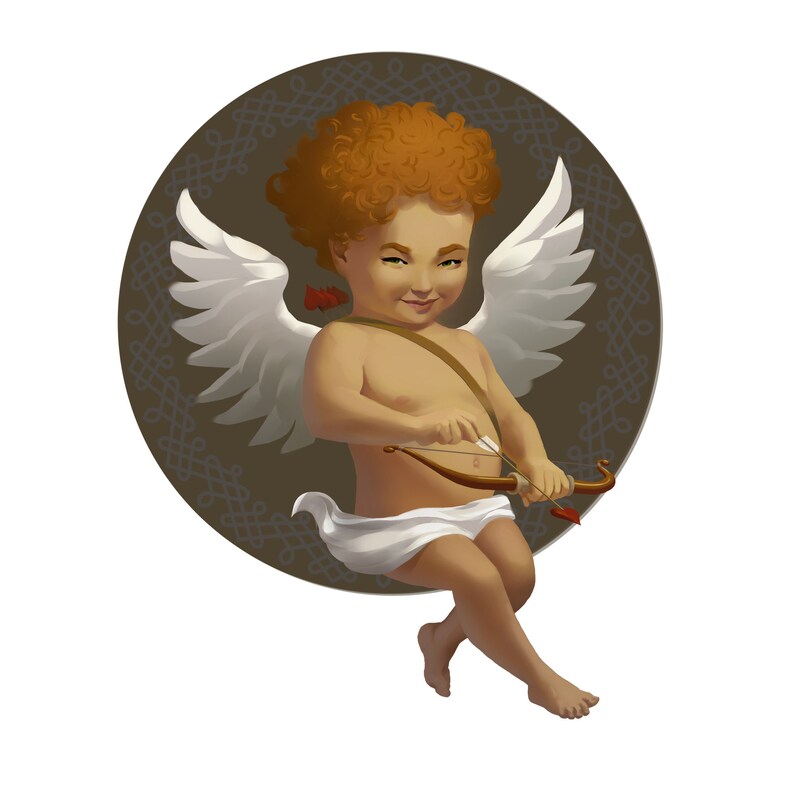 Sweet Angel Clipart Putti Art Nouveau Cupid With Crafty Eyes Charges