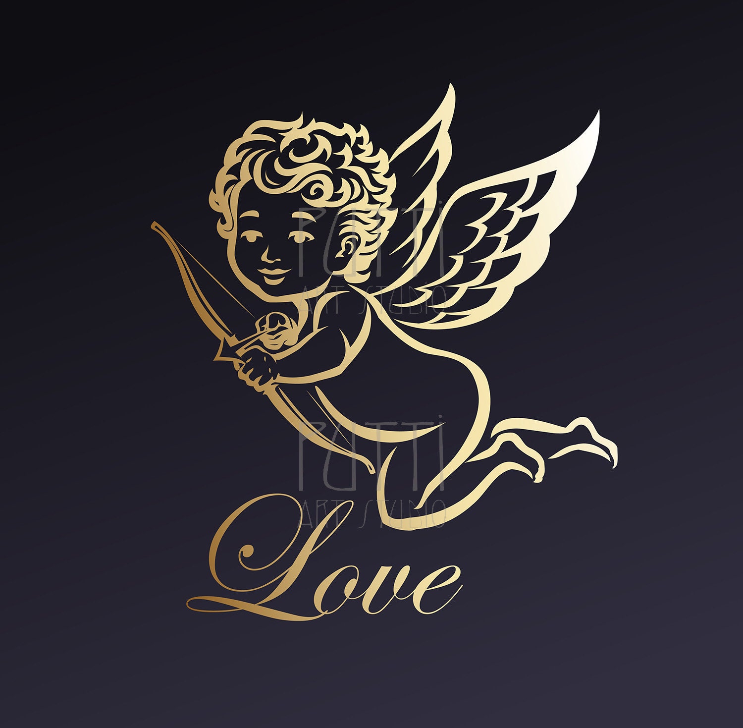 Imágenes prediseñadas de ángel. Cupido con flecha de amor. SVG, Ai, EPS ...