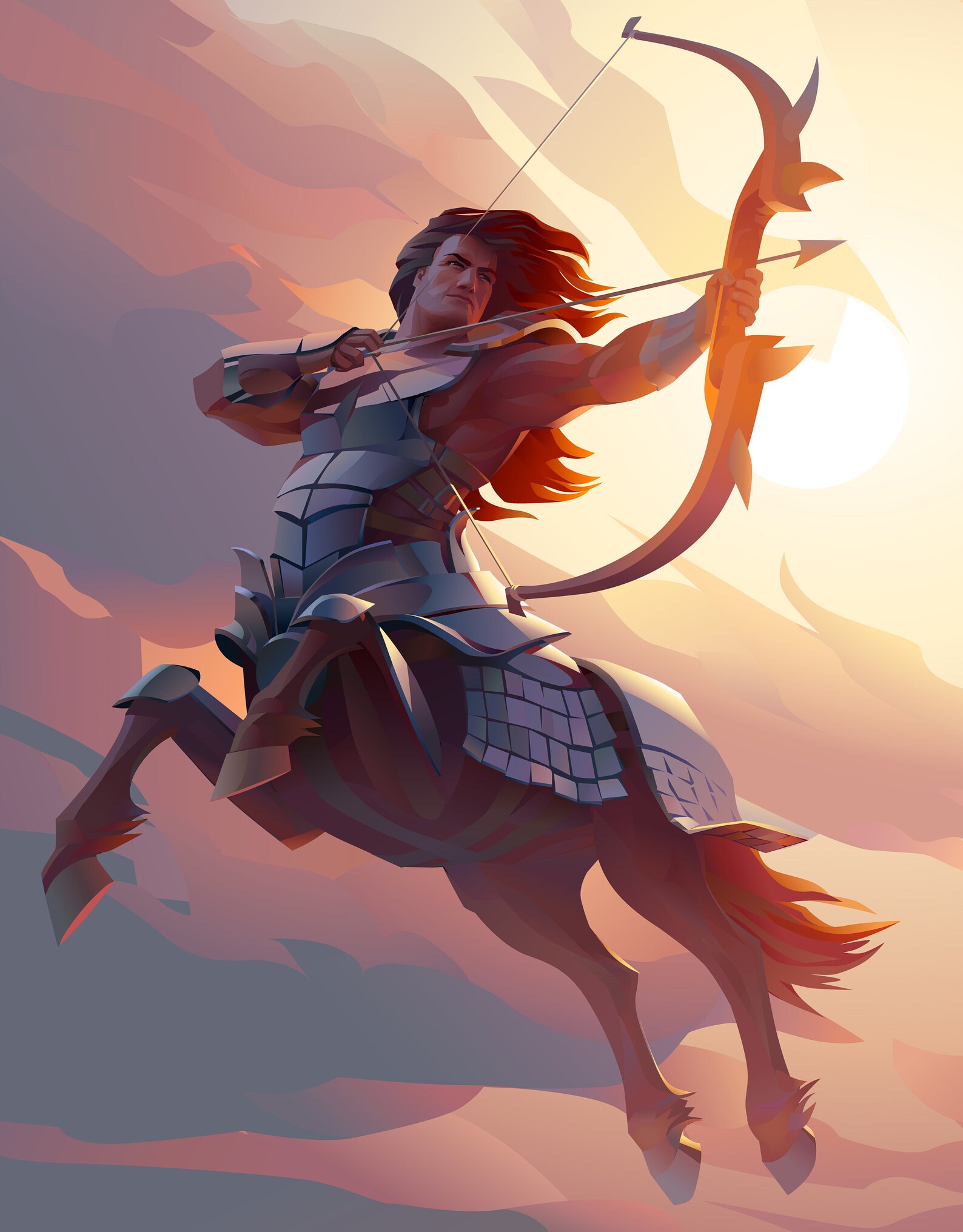 Sagittarius Zodiac Sign Art. Centaur Archer Fantasy Print. Horoscope ...