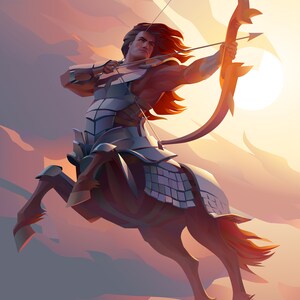 Sagittarius Zodiac Sign Art. Centaur Archer Fantasy Print. Horoscope ...
