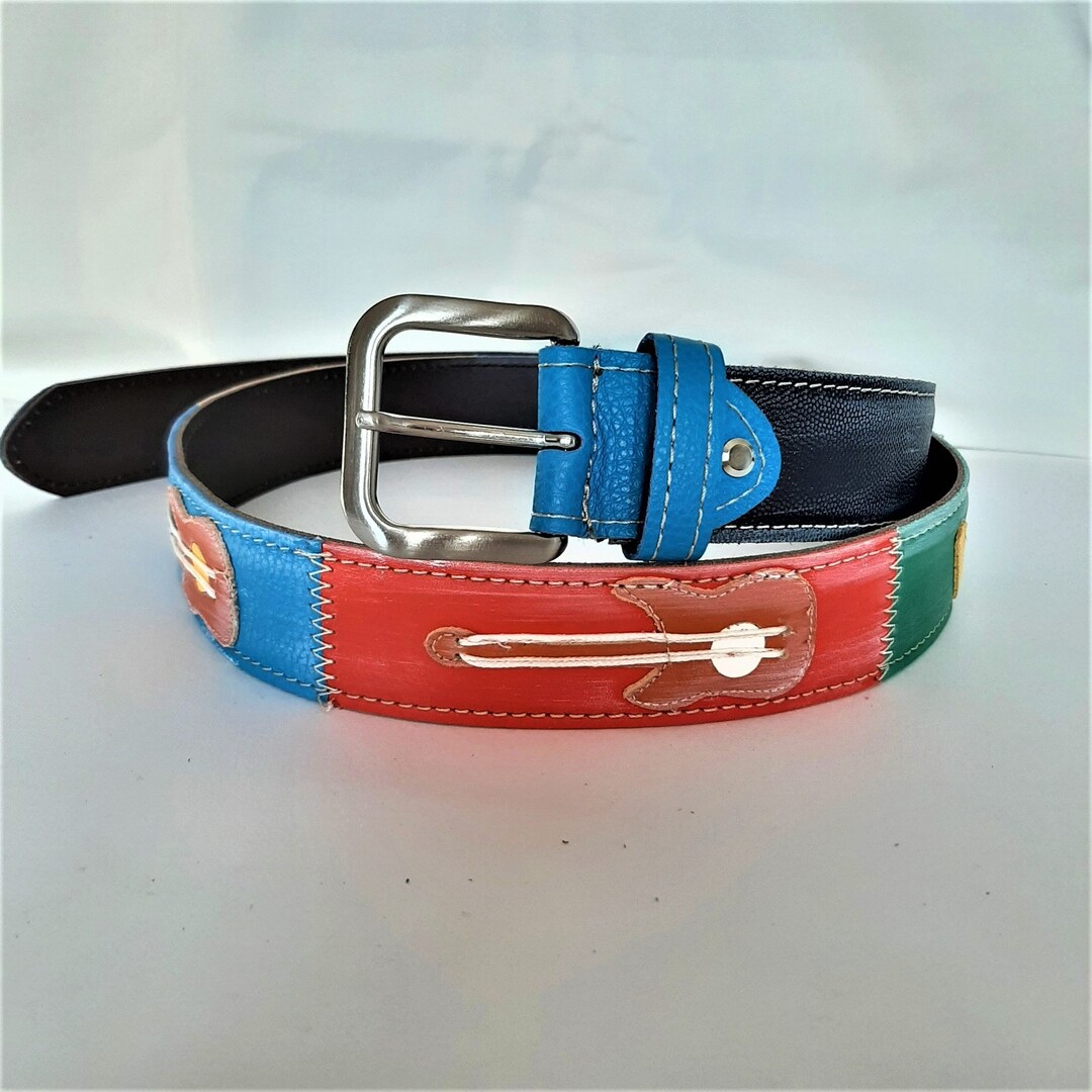 Patchwork Men's Belt Handcrafted Leather Belt Vintage Style Multicolor ...