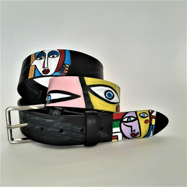 Hand Painted Leather Belt - Etsy