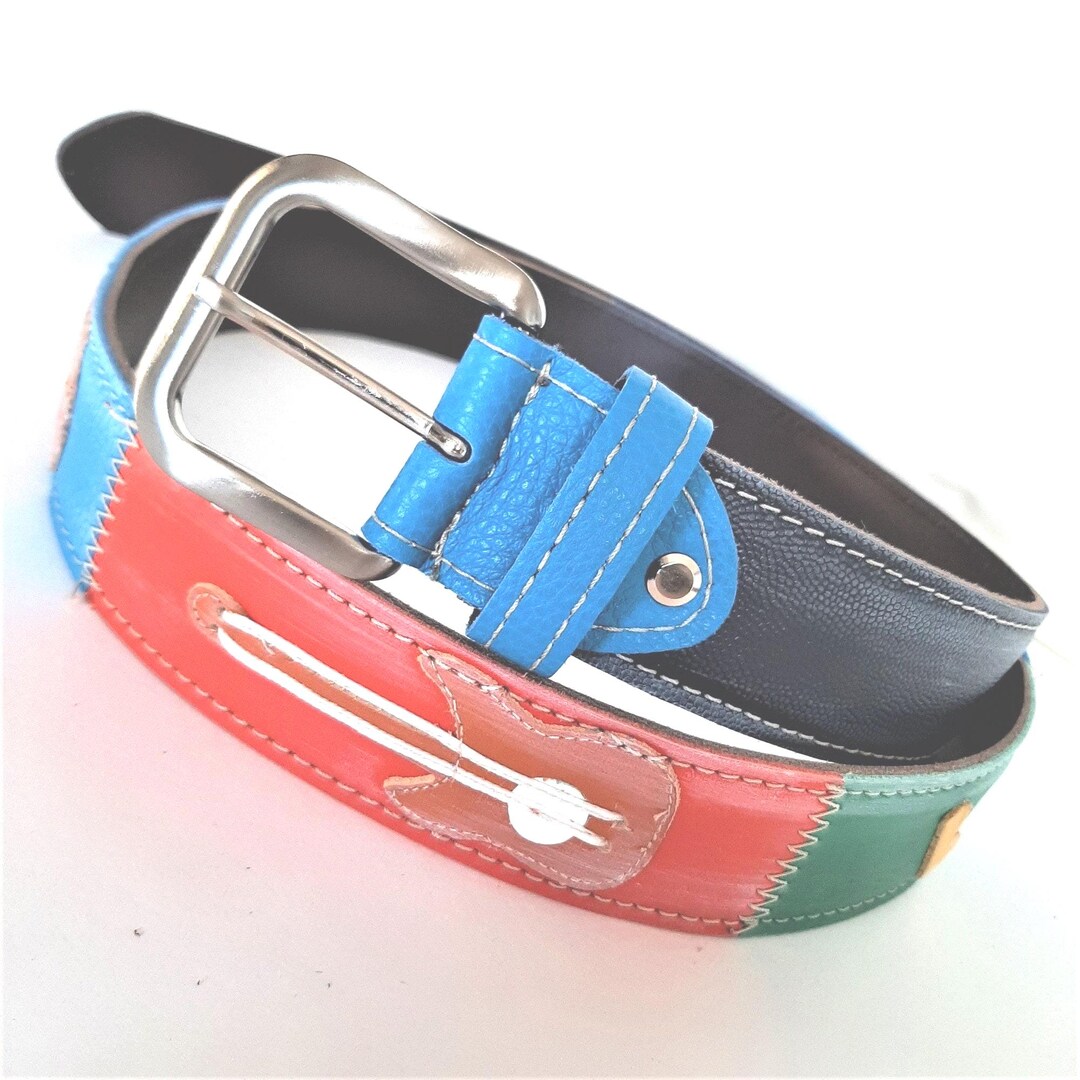 Patchwork Men's Belt, Handmade Leather Belt, Multicolored Vintage Style ...