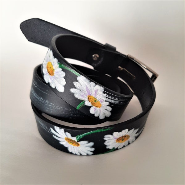 Hand Painted Leather Belt - Etsy