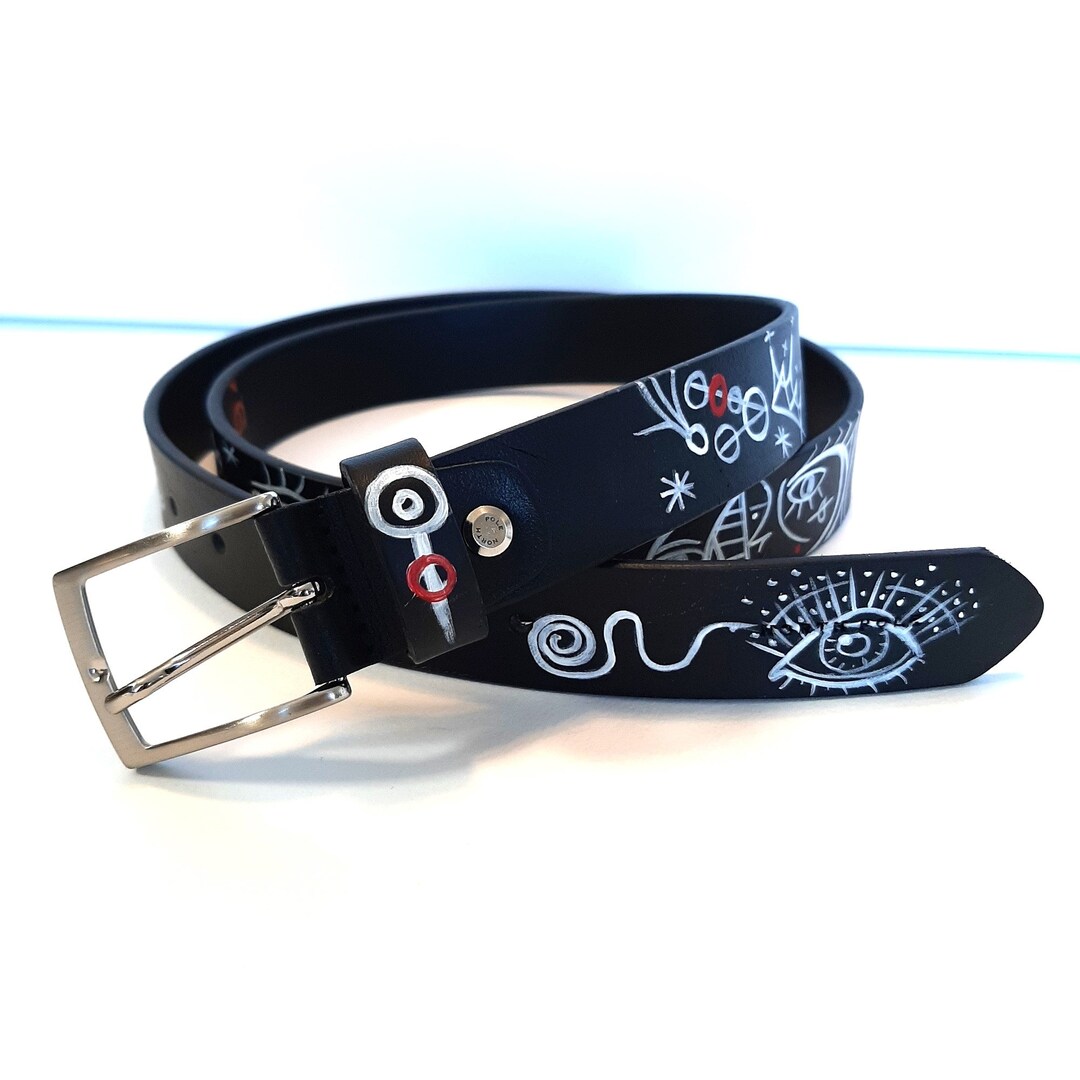 Hand-painted Leather Belt Handcrafted Genuine Leather Belts Artistic ...